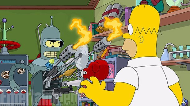 First Image of Futurama/Simpsons Crossover: Bender VS Homer - BagoGames