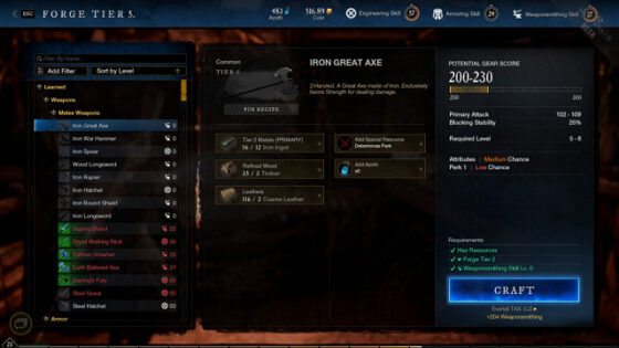 New World Weaponsmithing Skill Guide - BagoGames